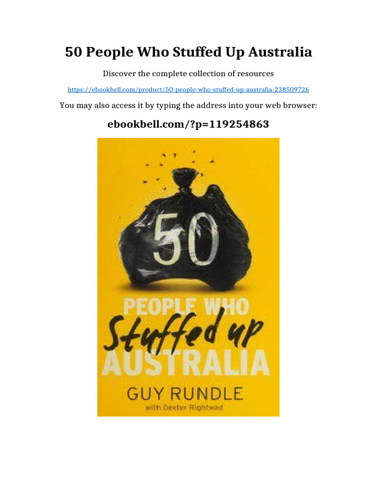 50 People Who Stuffed Up Australia: Discover The Complete Collection of ...