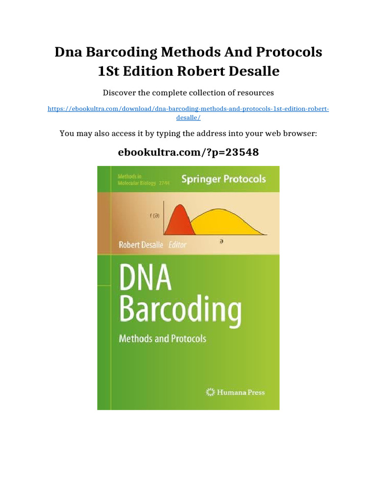DNA Barcoding Methods and Protocols 1st Edition Robert Desalle Online ...