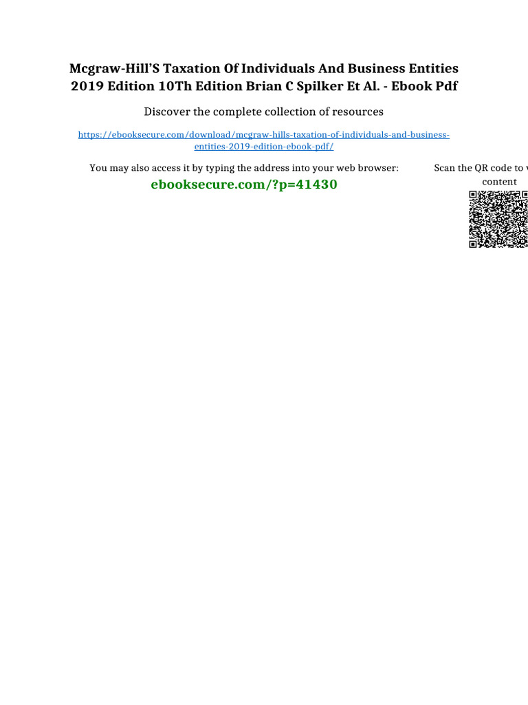 McGraw-Hill’s Taxation of Individuals and Business Entities 2019 ...