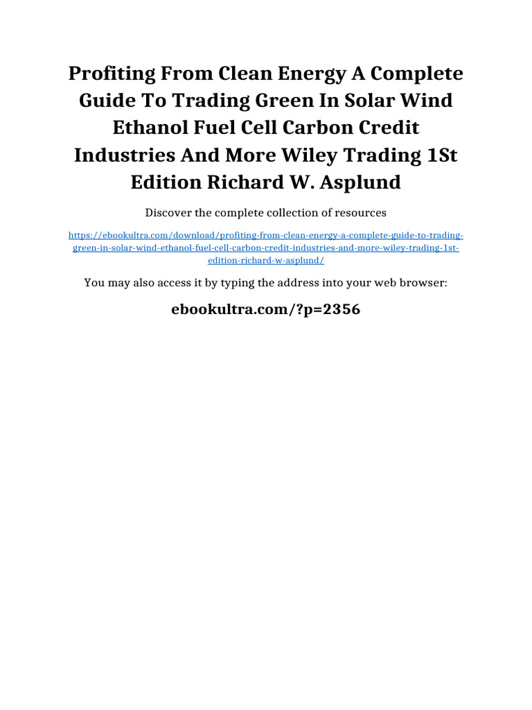 Profiting from Clean Energy A Complete Guide to Trading Green in Solar ...