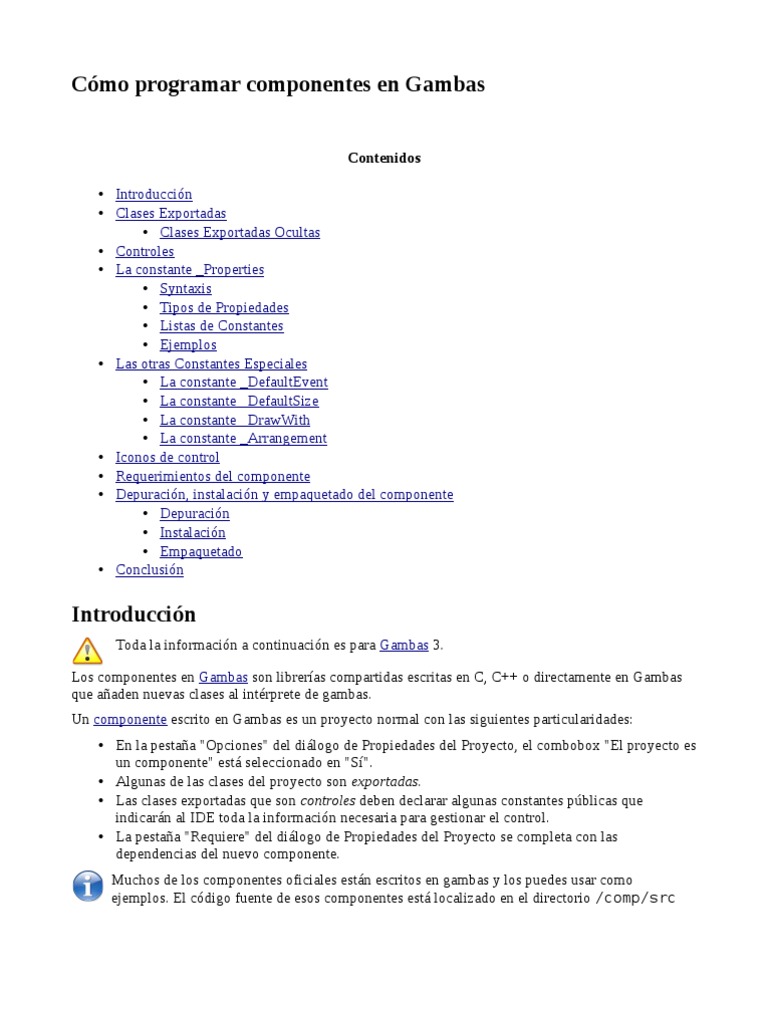 Cómo Programar Componentes en Gambas | PDF | Traducciones | Básico