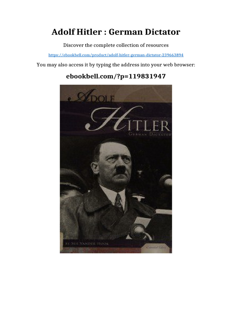 Adolf Hitler: German Dictator Complete Edition | PDF | Intellectual ...