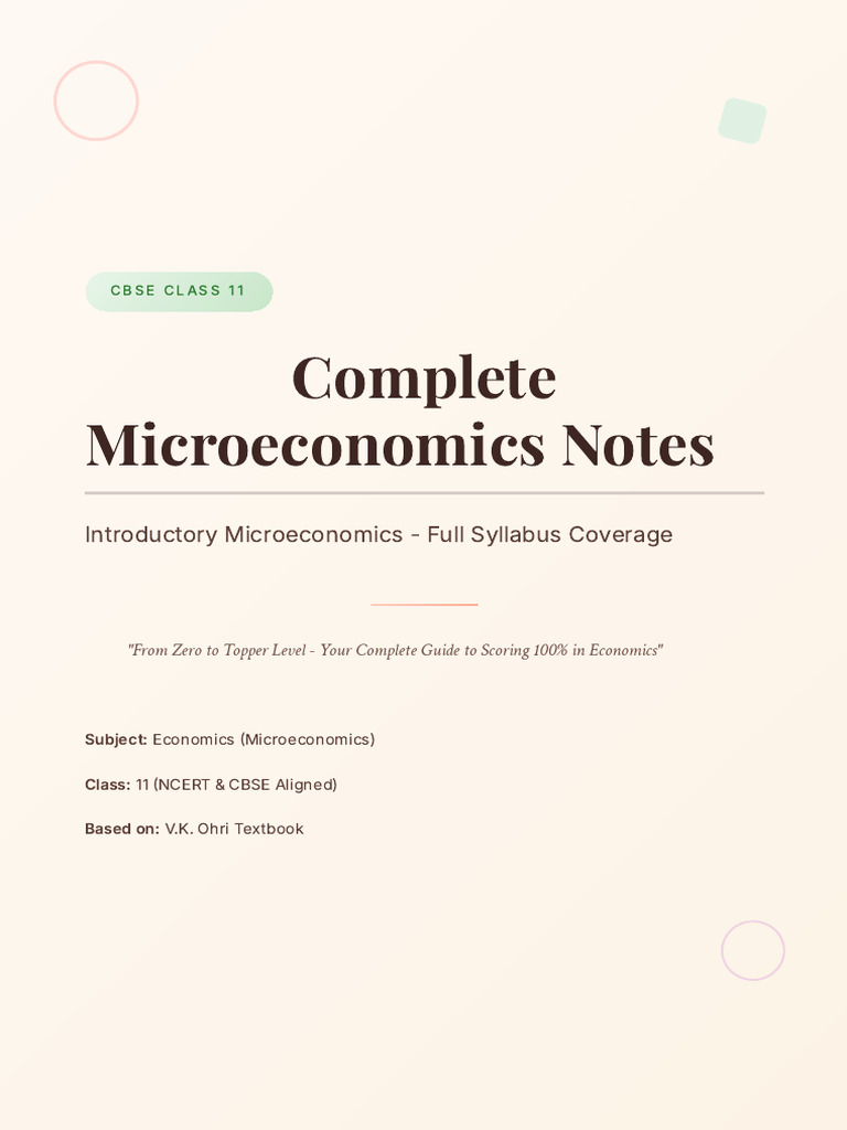 Microeconomics Notes Class11 CBSE | PDF | Microeconomics | Economics