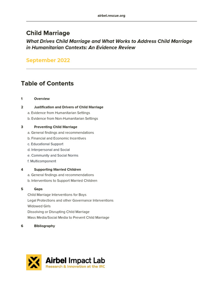 Child Marriage - Evidence Review | PDF | Child Marriage | Marriage