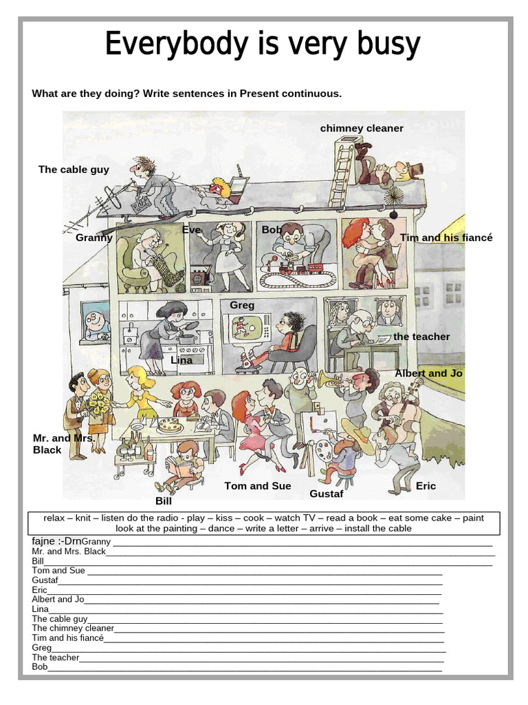 Everybody Is Very Busy Present Continuous Grammar Drills 125404 | PDF