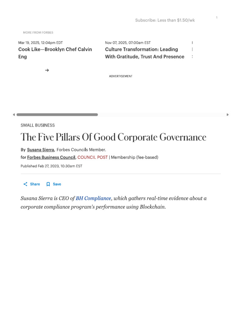 The FIve Pillars of Good Corporste Governance | PDF