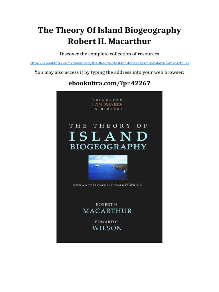 The Theory of Island Biogeography Robert H. Macarthur latest pdf 2025 ...
