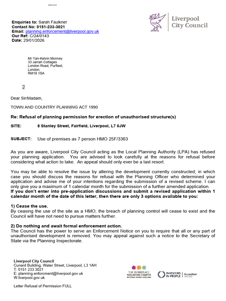8 Stanley Street Refusal Letter | PDF | Appeal | Justice