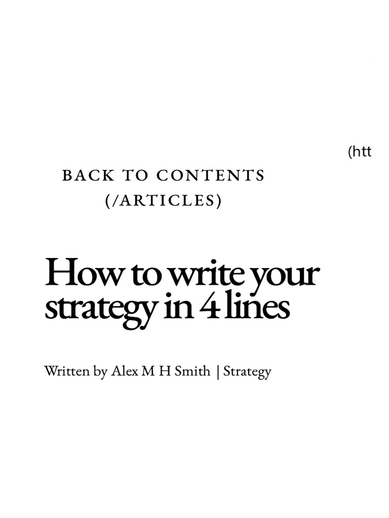 How To Write Your Strategy in 4 Lines - Basic Arts | PDF | Innovation ...