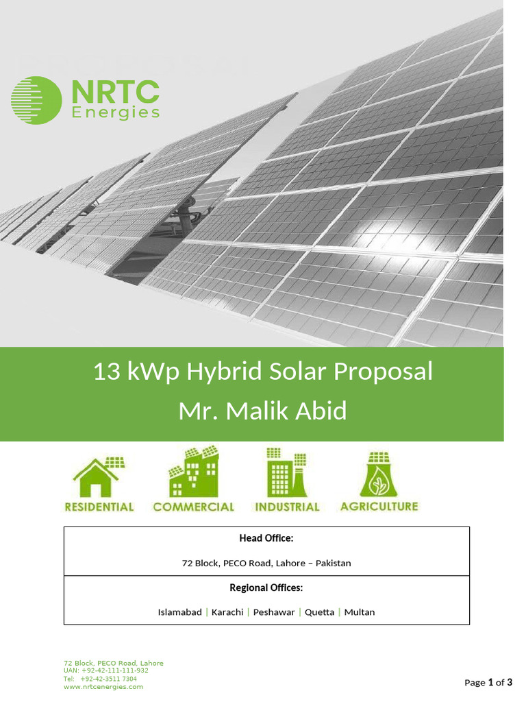 Mr. Malik Abid 13kW Hybrid System With Batteries | PDF | Photovoltaic ...