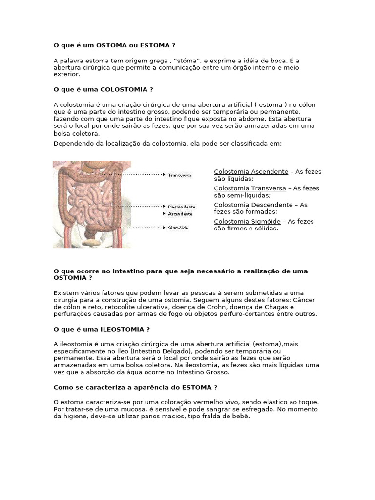 O Que És Um OSTOMA Ou ESTOMA | PDF