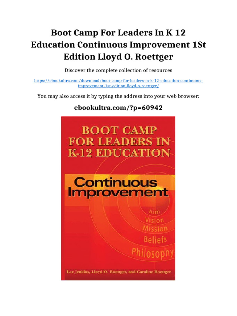 Boot camp for leaders in K 12 education continuous improvement 1st ...