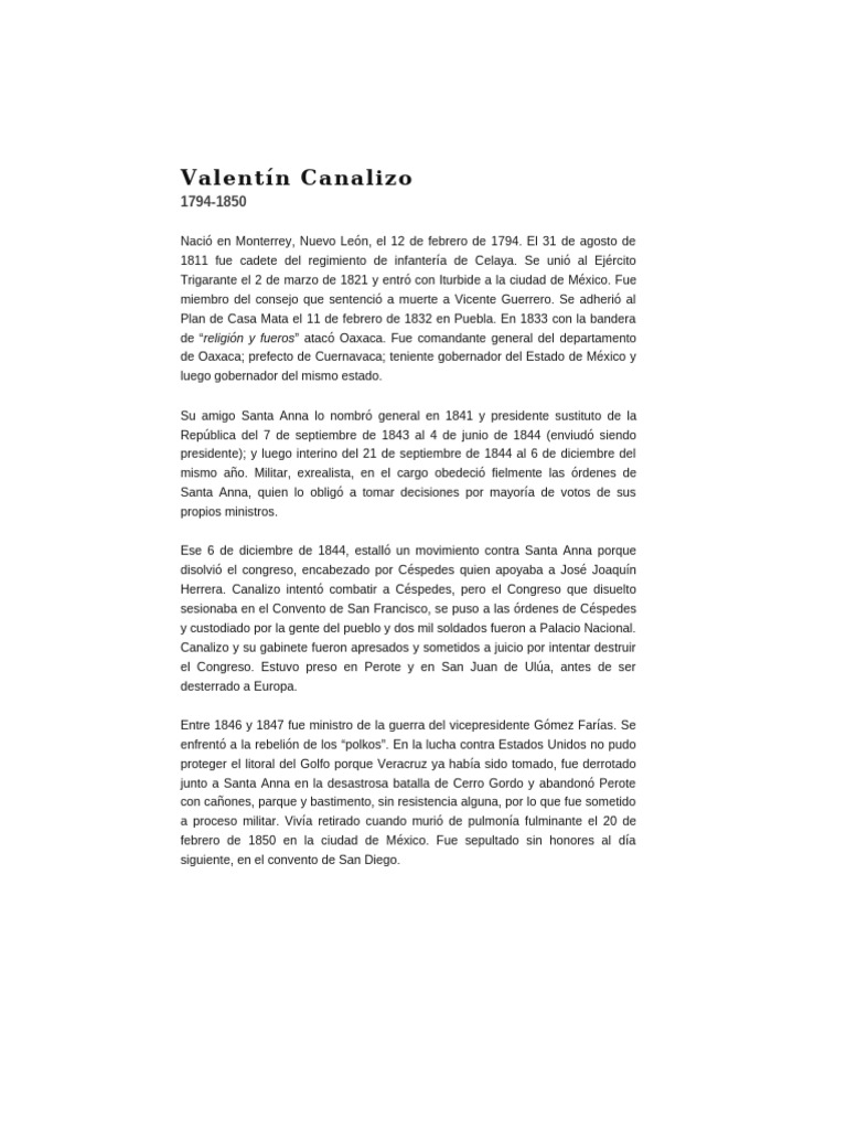 Valentín Canalizo | PDF | México