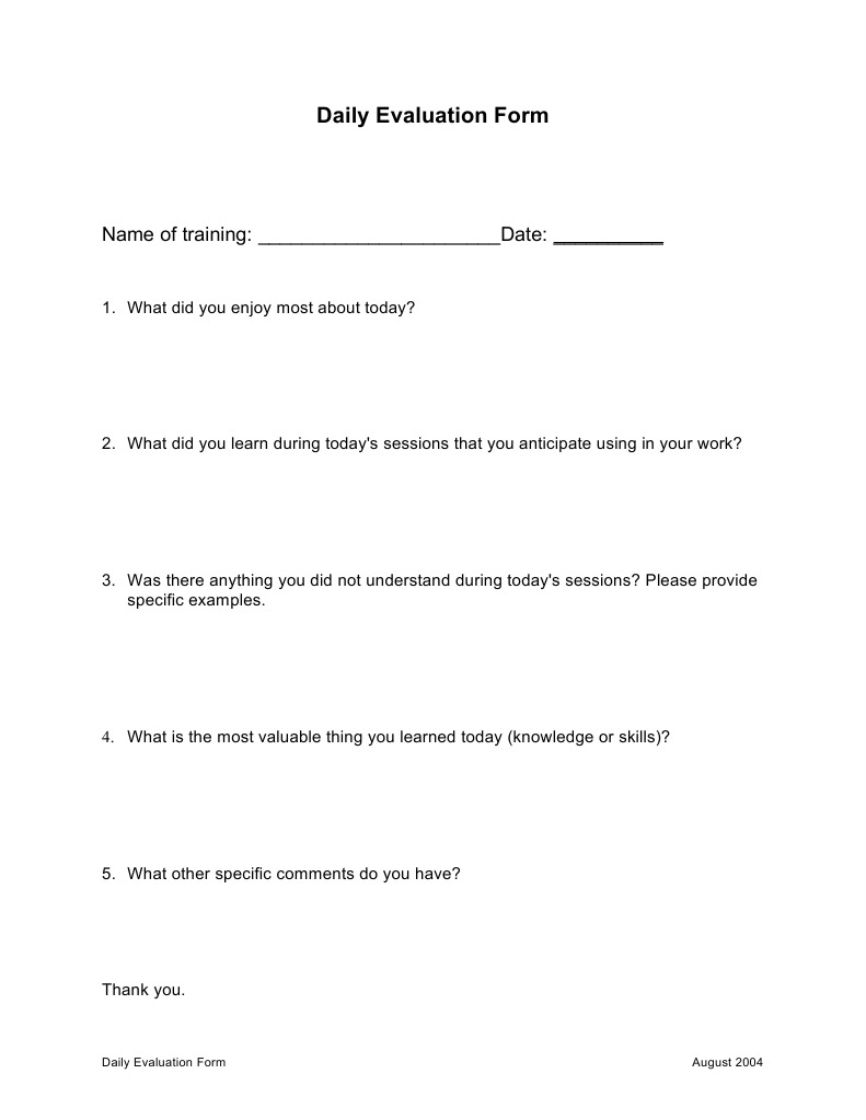 Daily Evaluation Form | PDF