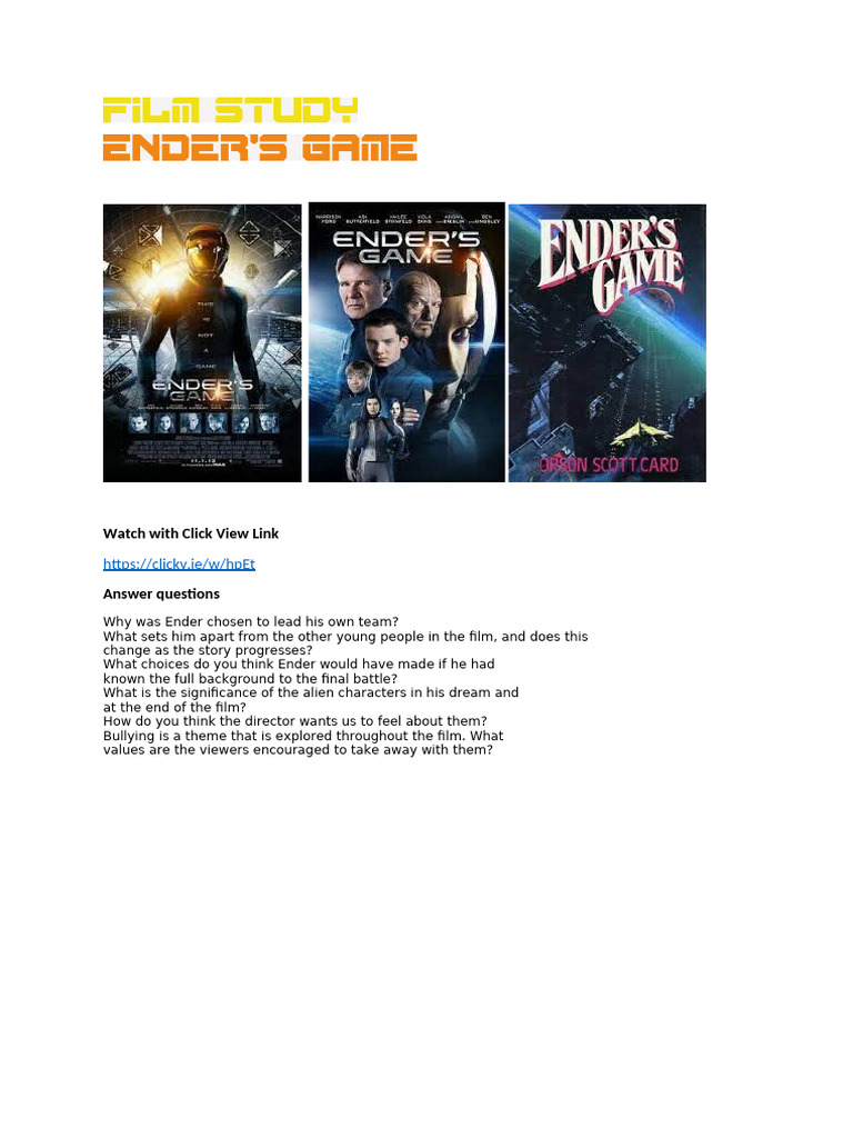 Enders Game Film Study | PDF