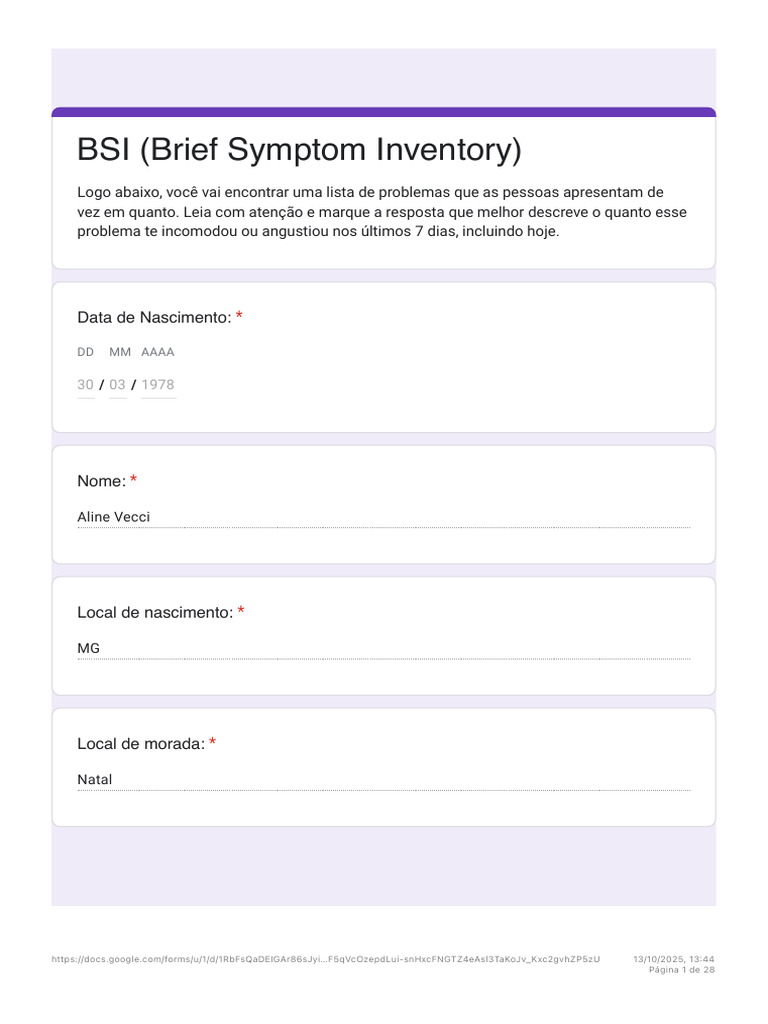BSI (Brief Symptom Inventory) | PDF
