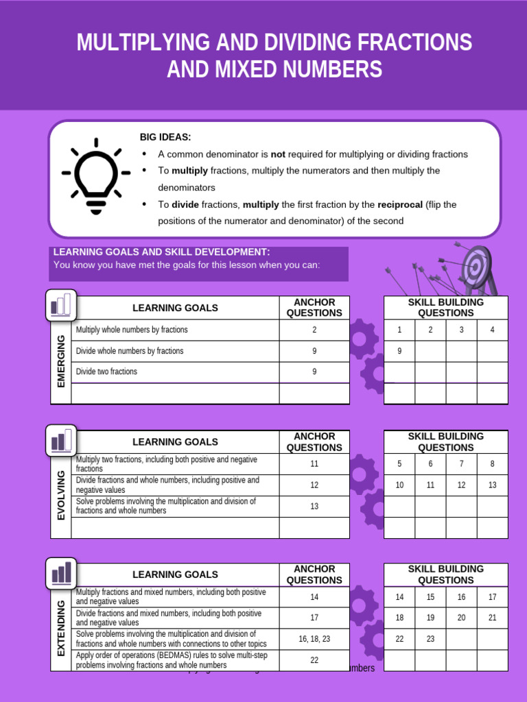 Multiplying and Dividing Fractions and Mixed Numbers - CYU | PDF ...