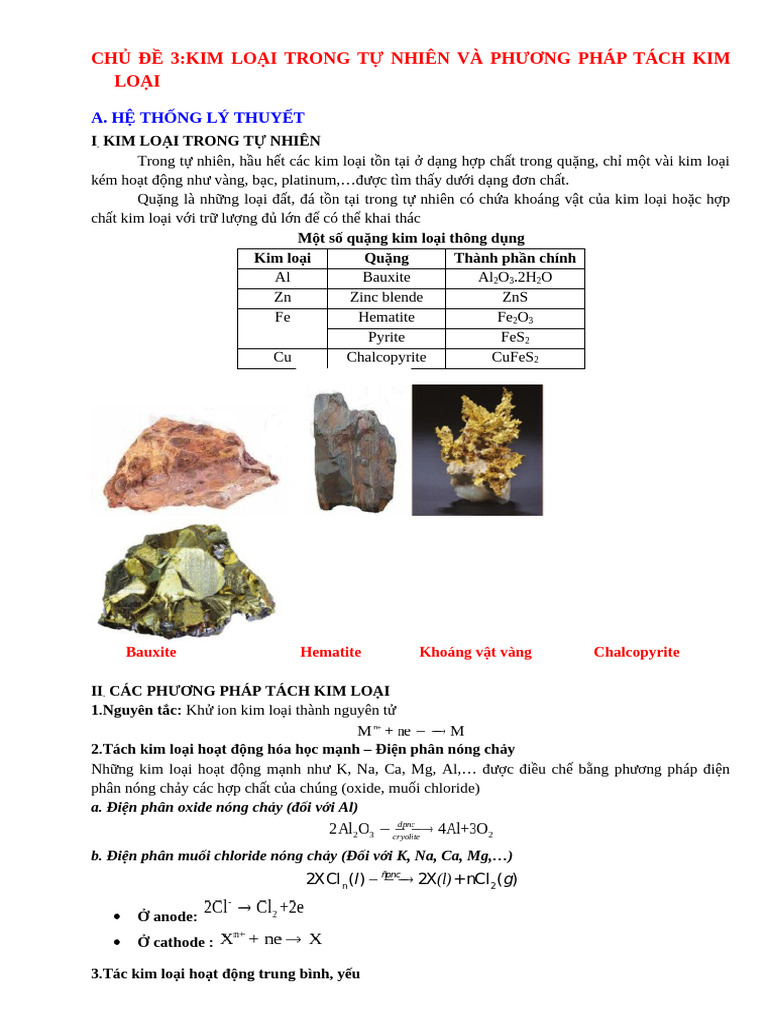 Kim Loai Trong Tu Nhien Tach Kim Loai | PDF