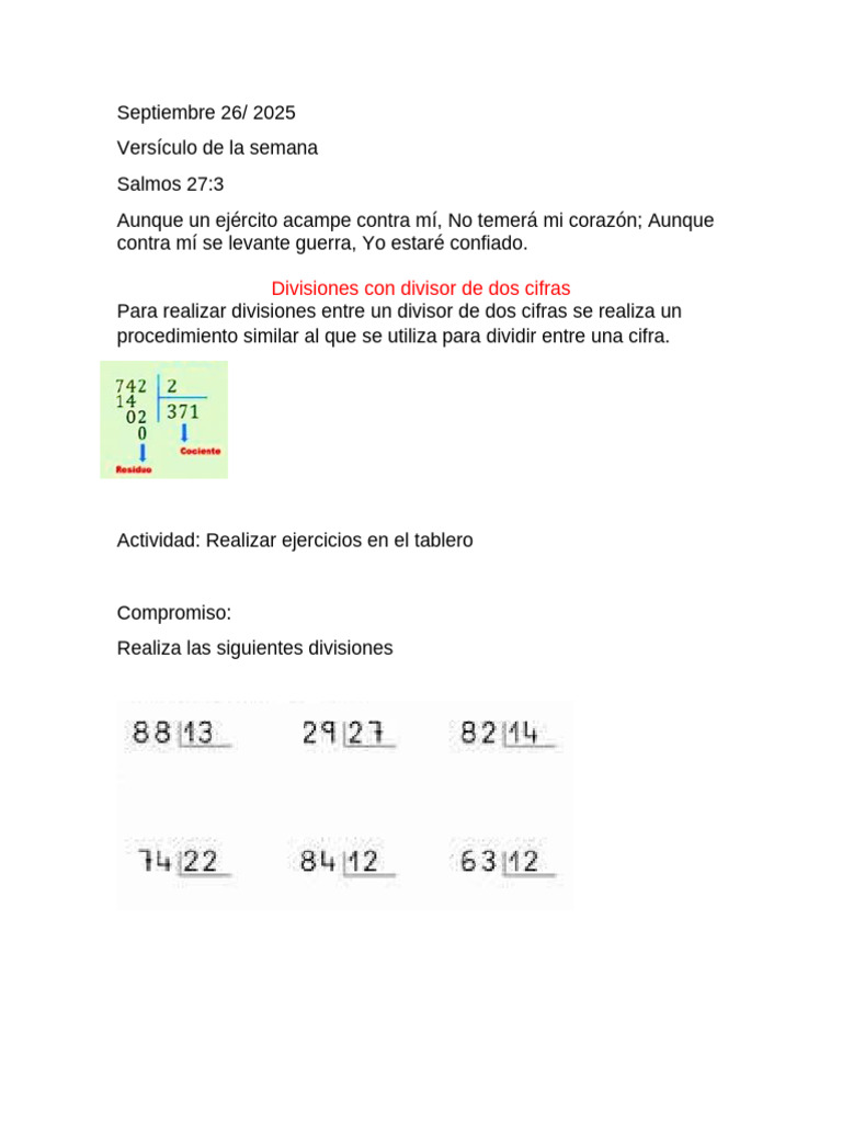 Septiembre 26.Divisiones Con Divisor de Dos Cifras (2) | PDF