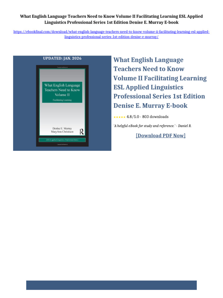 What English Language Teachers Need to Know Volume II Facilitating ...