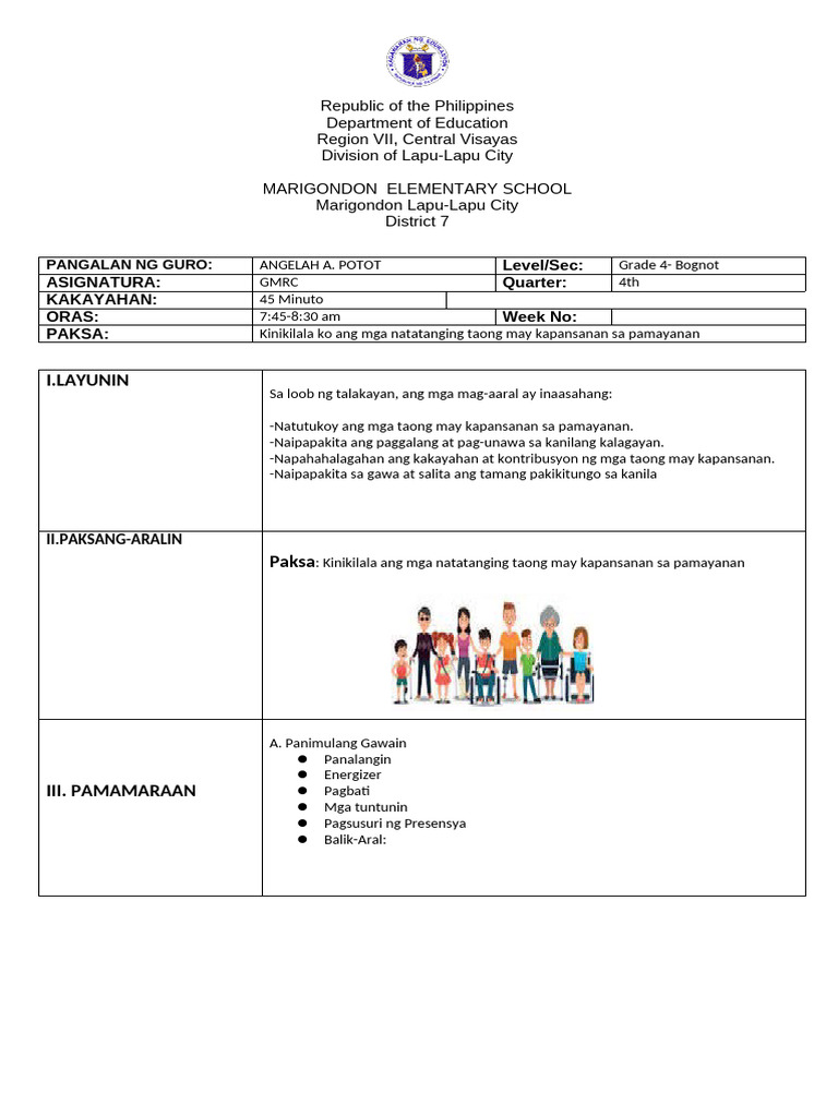 Lesson Plan GMRC Q4 | PDF