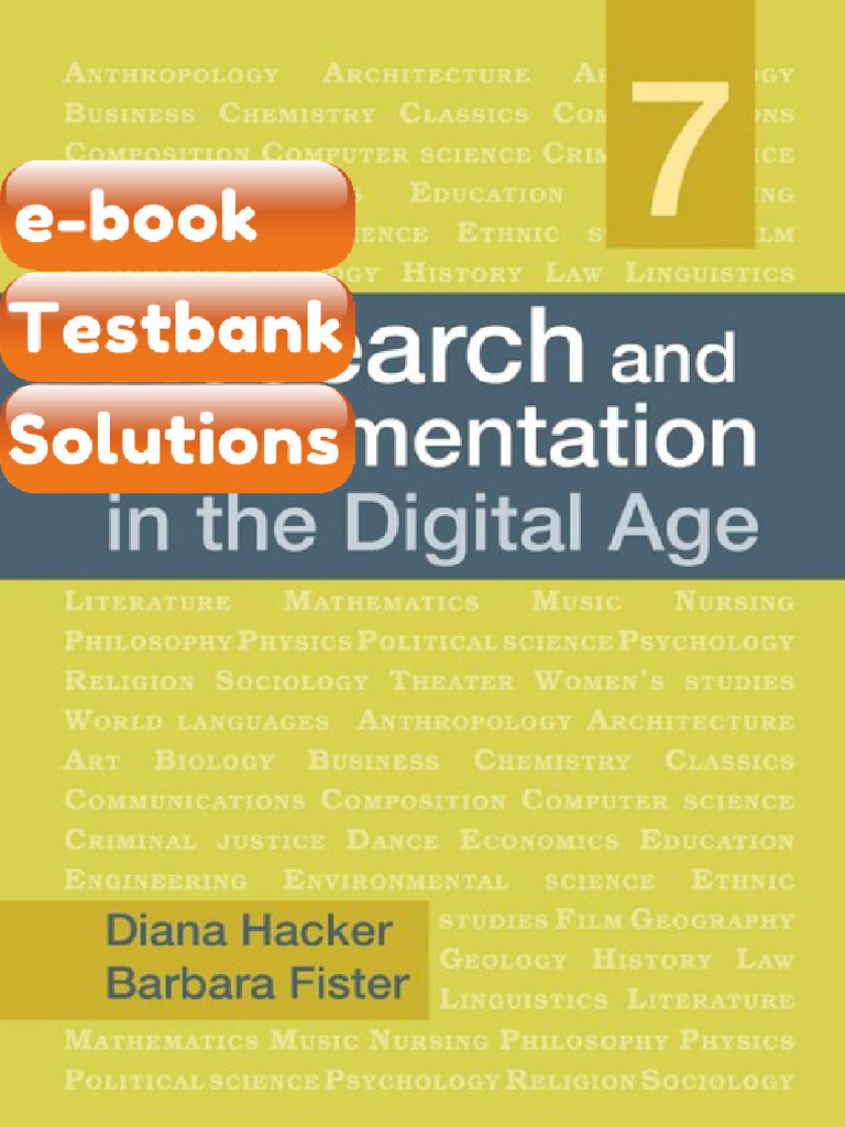 Research and Documentation in the Digital Age 7th Edition Diana Hacker ...