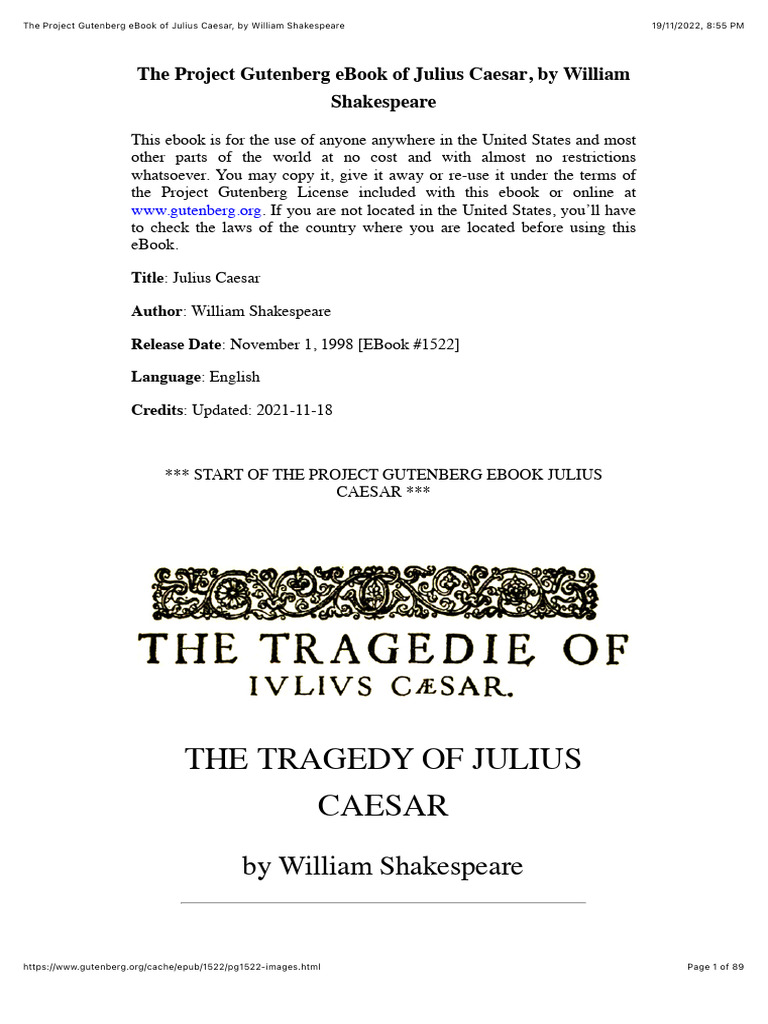 Julius Caesar by William Shakespeare | PDF | Mark Antony | Julius Caesar