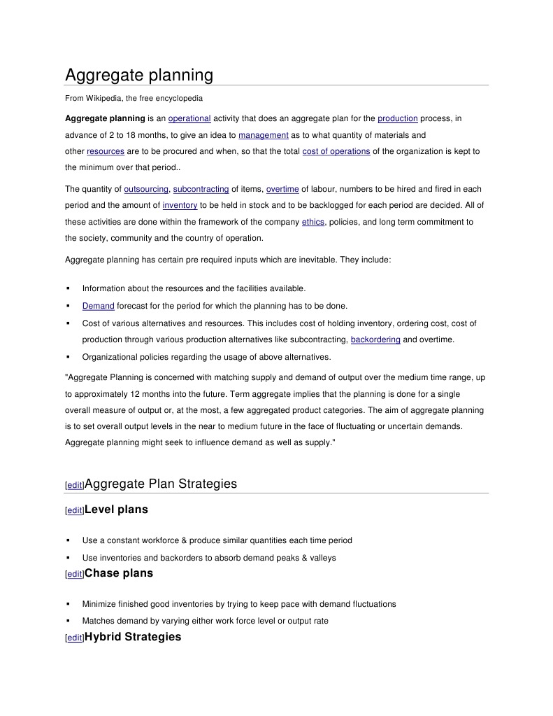 Aggregate Production Planning | PDF | Economics | Production And ...
