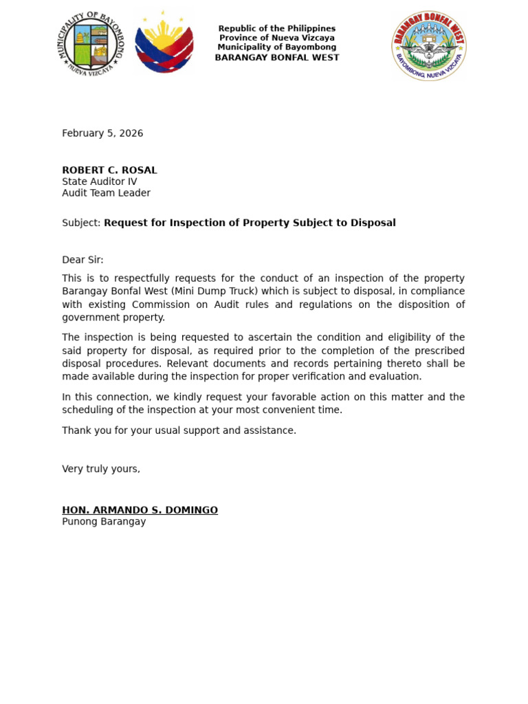 Request Letter COA | PDF