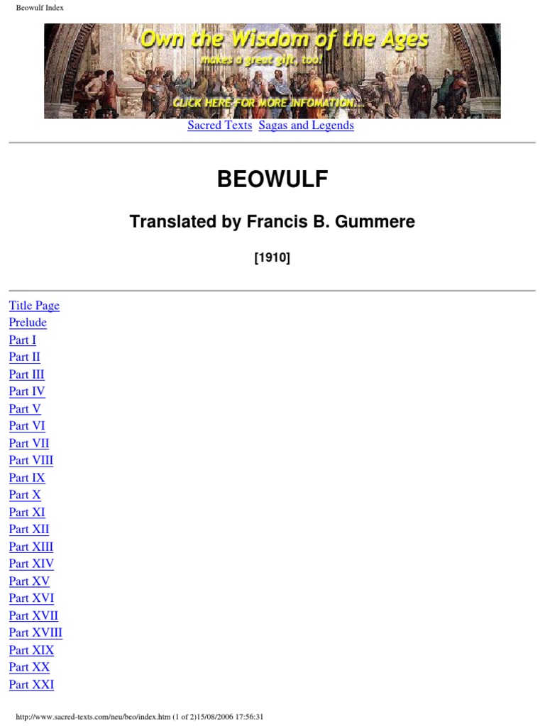 Beowulf: Complete Text Index | PDF | Beowulf | Old English Poems