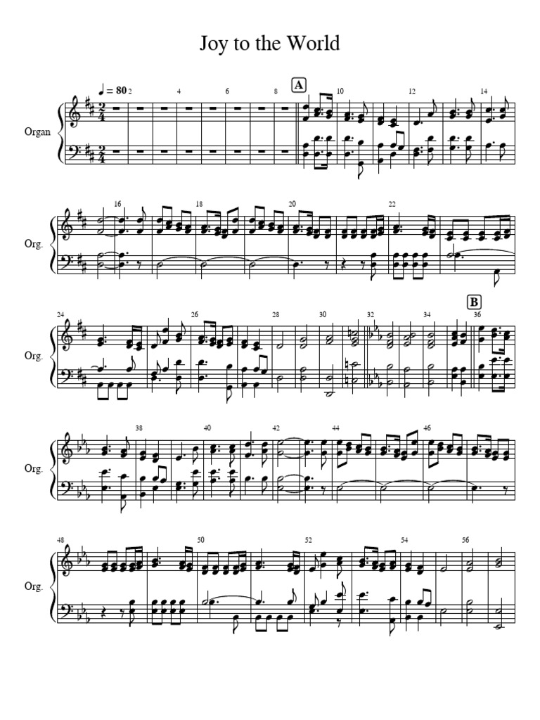 Joy to the World for Congregation With Piano and Organ - Organ | PDF