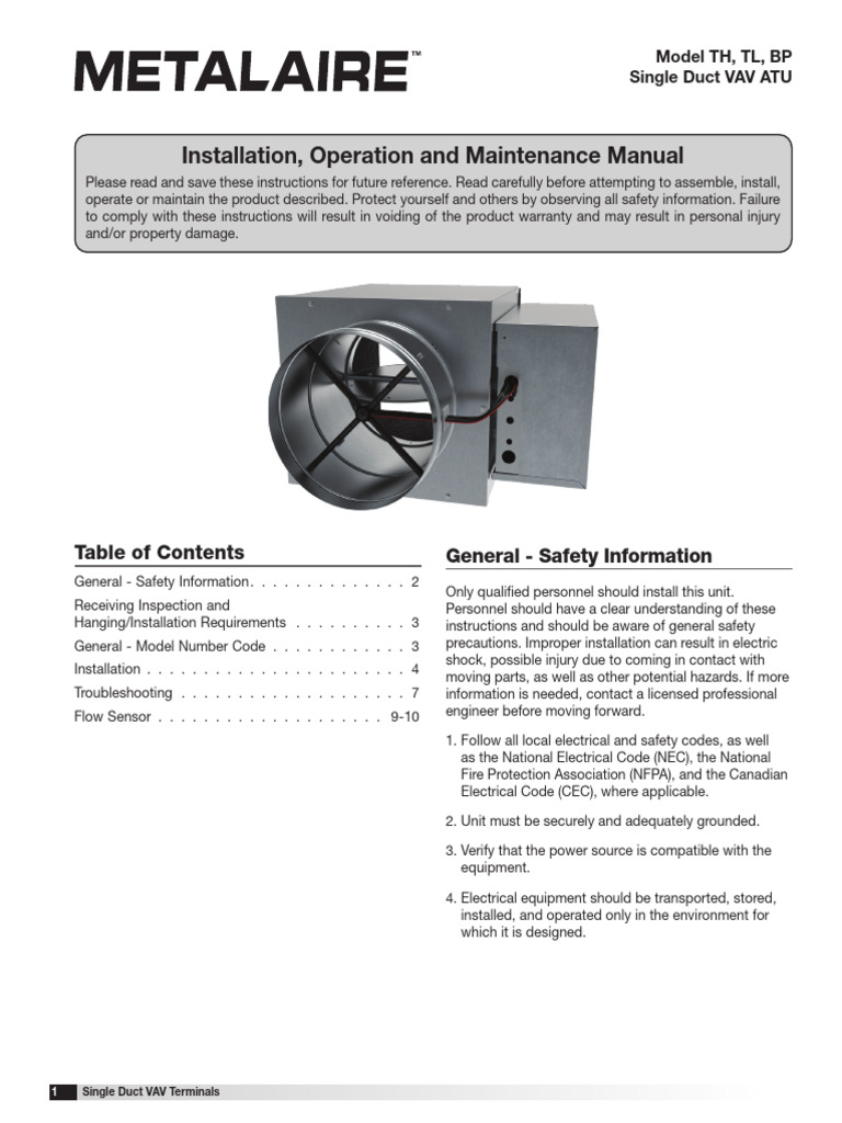 Single Duct Air Terminals Installation 17444 | PDF | Duct (Flow ...
