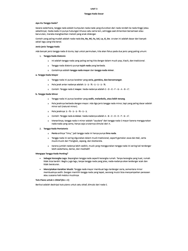 UNit 3 Kelas 7 Tangga Nada Dasar | PDF