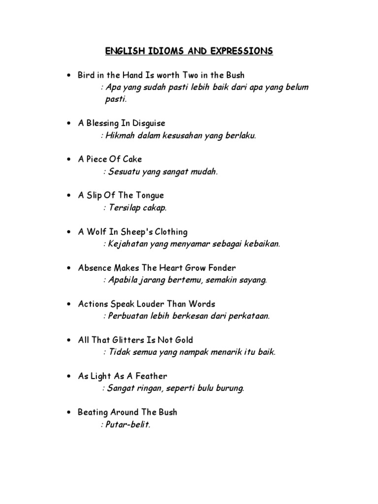 English Idioms and Expressions | PDF | Pengembangan Diri