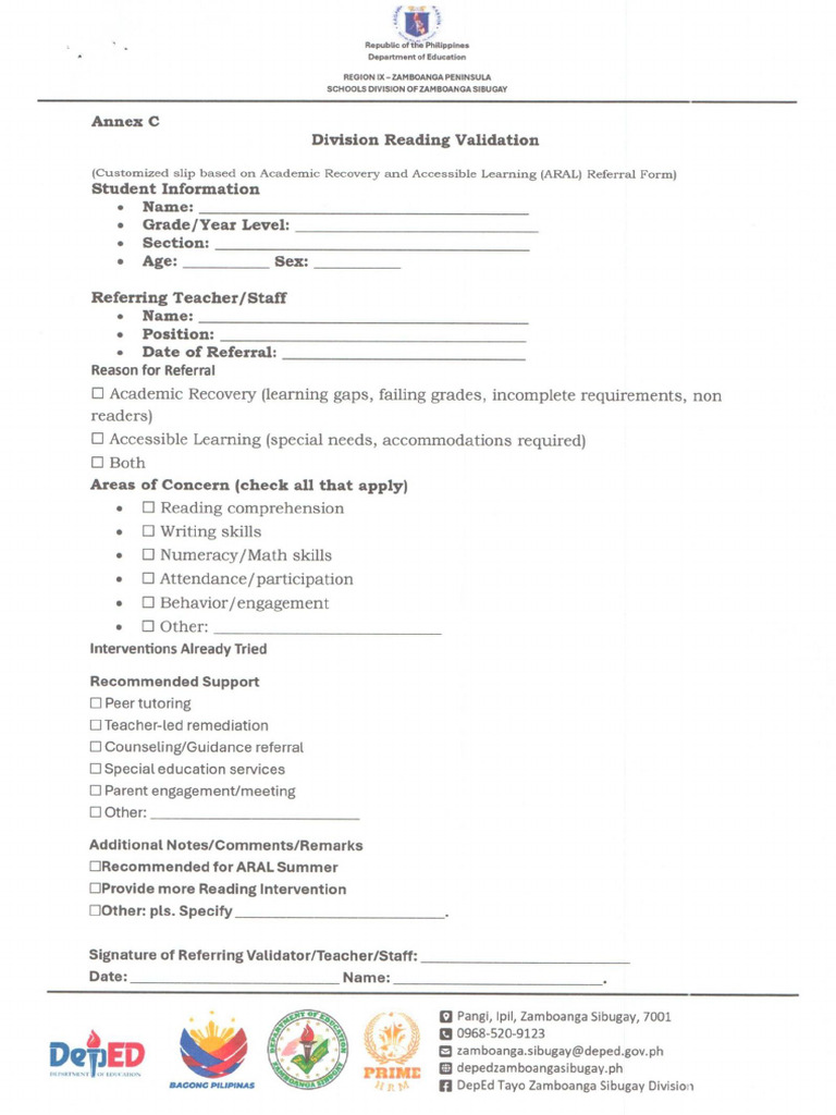 Customized Referral Slip ARAL | PDF