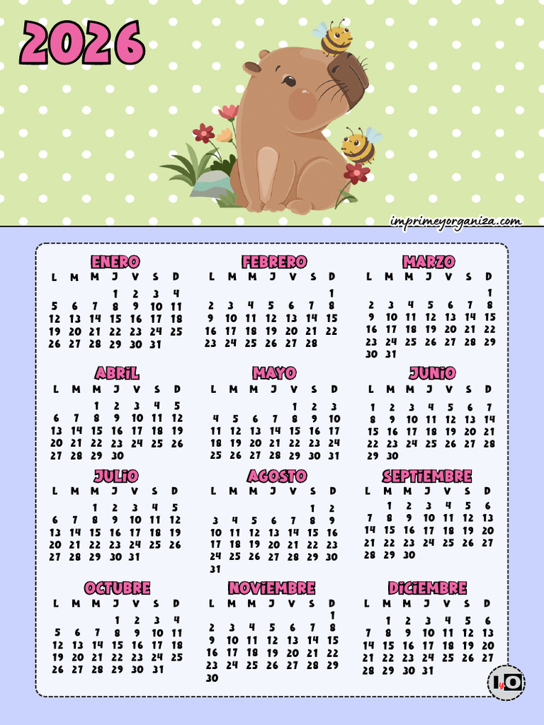Calendario 2026 Capibara Abejas | PDF