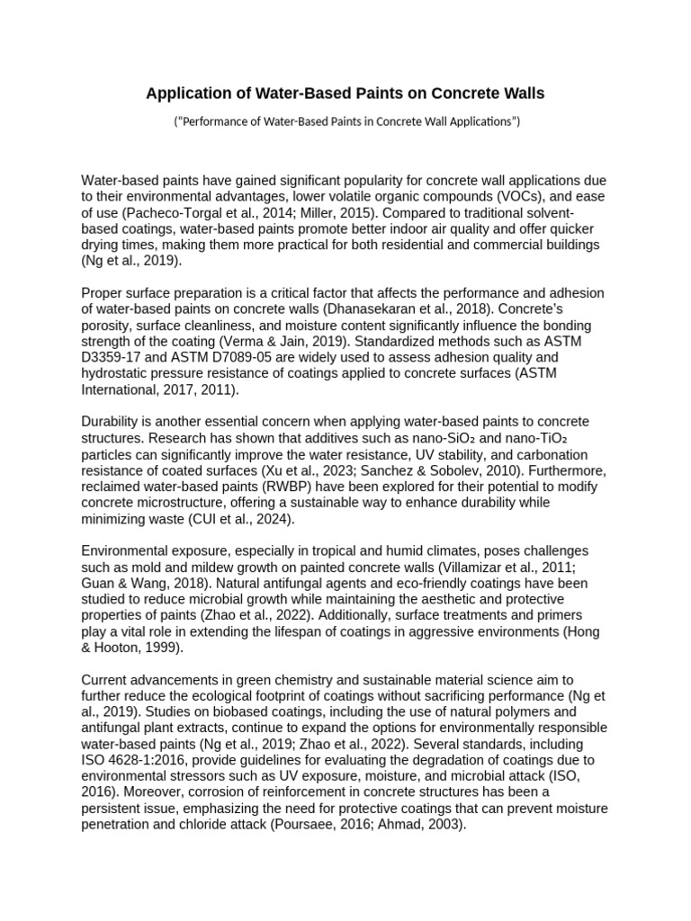 Revised RRL (Application of Water-Based Paints On Concrete Walls) | PDF ...