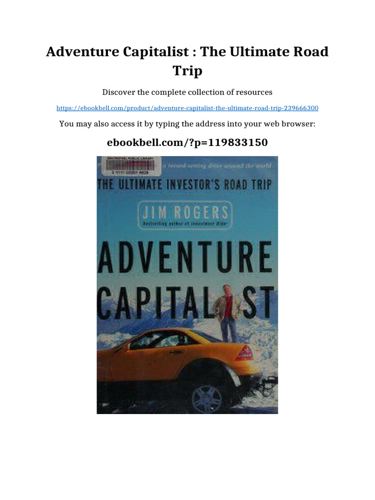 Adventure Capitalist: The Ultimate Road Trip Updated 2025 | PDF ...