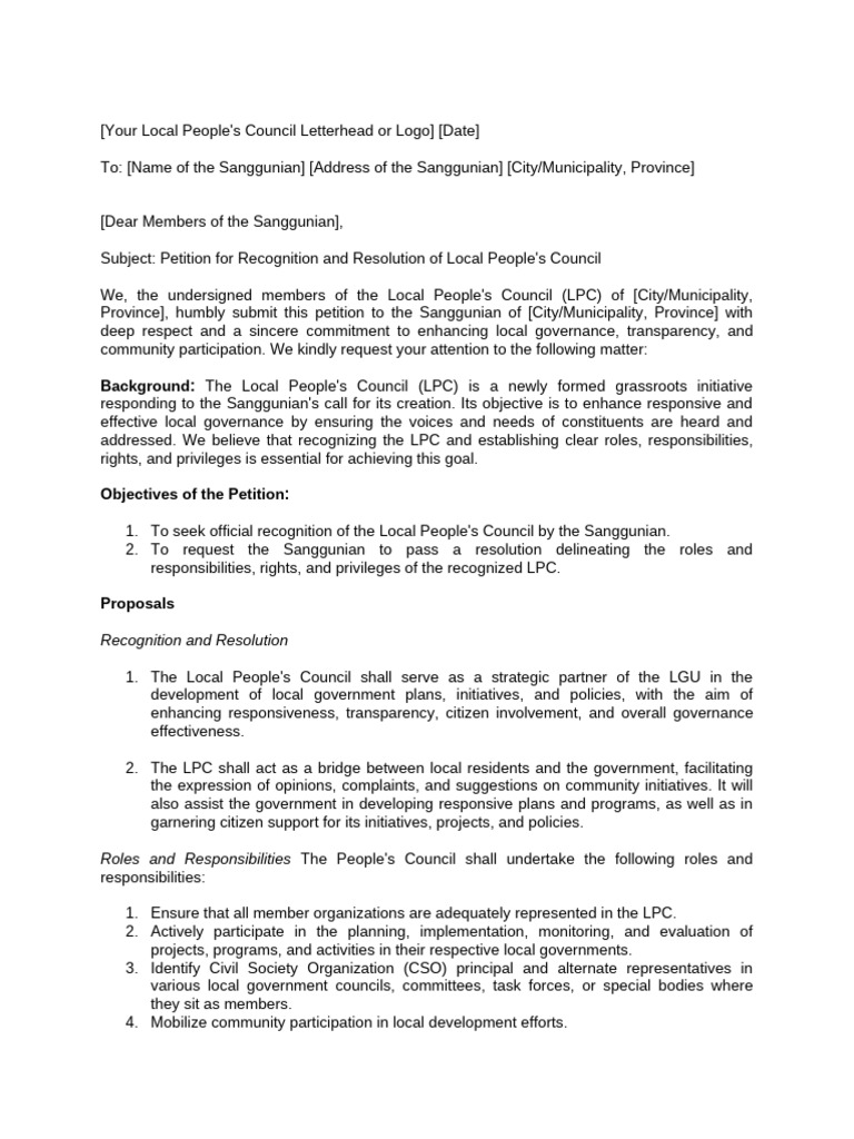Sample Petition For Recognition and Resolution | PDF | Governance ...