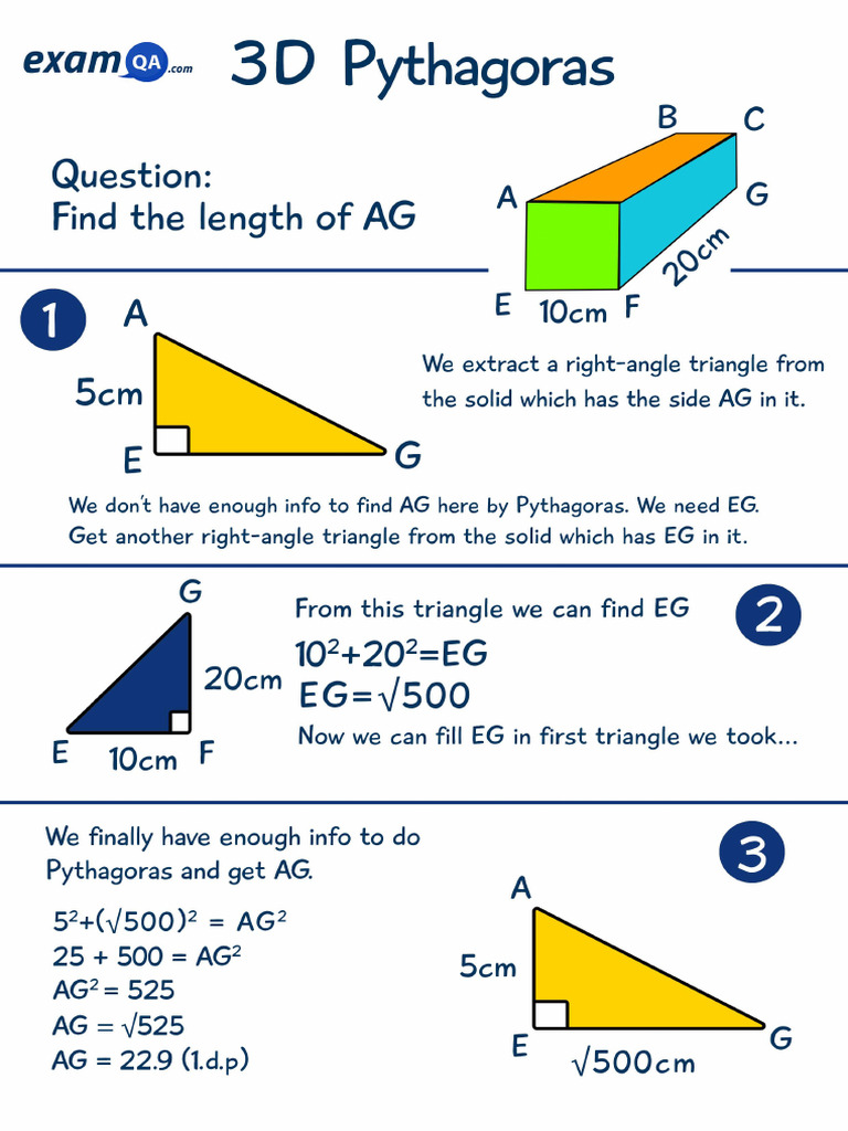 ExamQA GCSE Maths 3D Pythagoras Notes | PDF