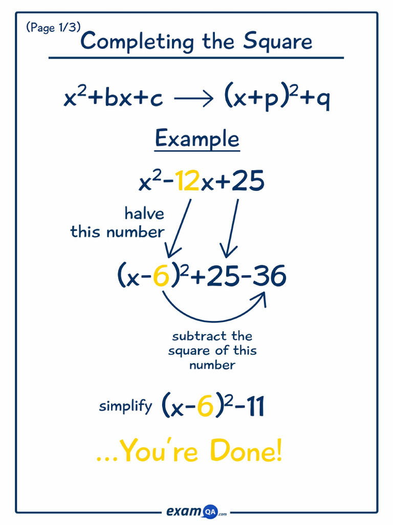 ExamQA GCSE Maths Completing The Square Notes | PDF