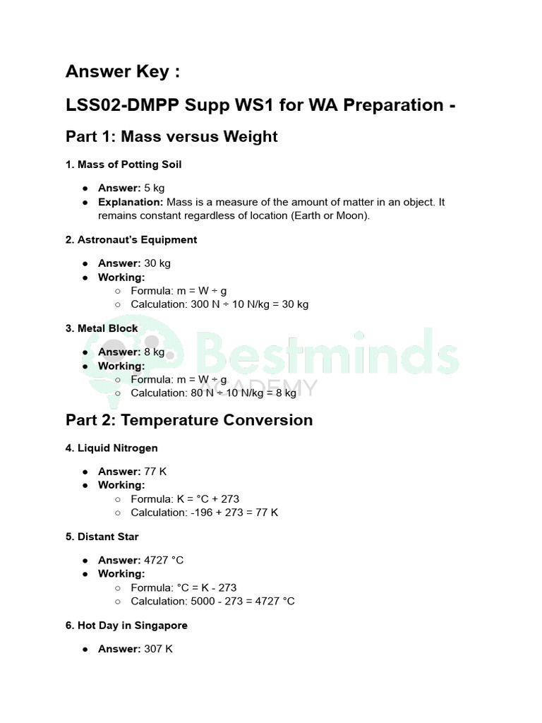 (Answer) LSS02-DMPP Supp WS1 For WA Preparation | PDF | Volume ...