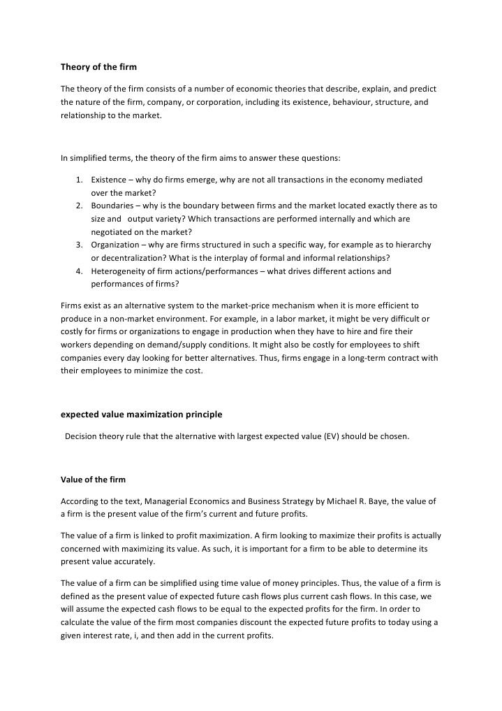 Theory of the firm and value maximization | PDF | Profit (Economics ...