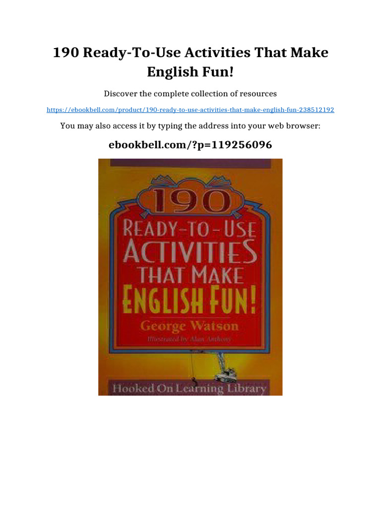 190 ready-to-use activities that make English fun! online version | PDF ...