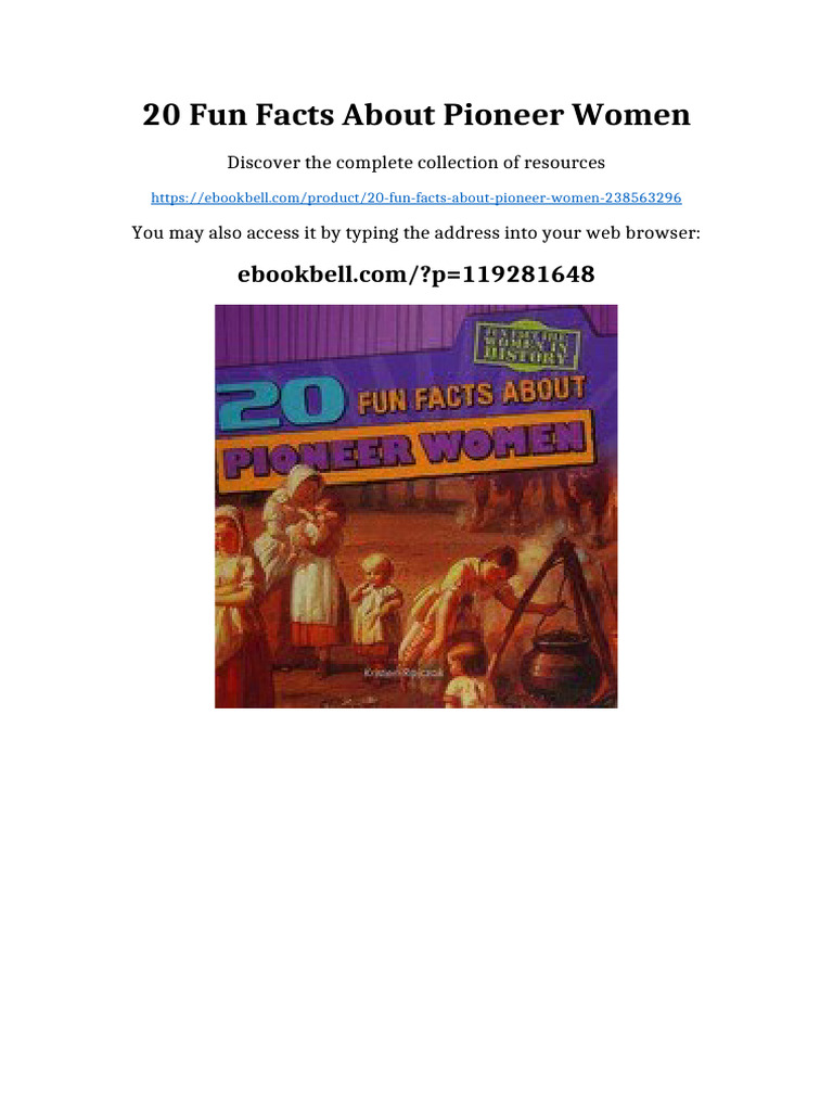 20 fun facts about pioneer women available any format | PDF ...