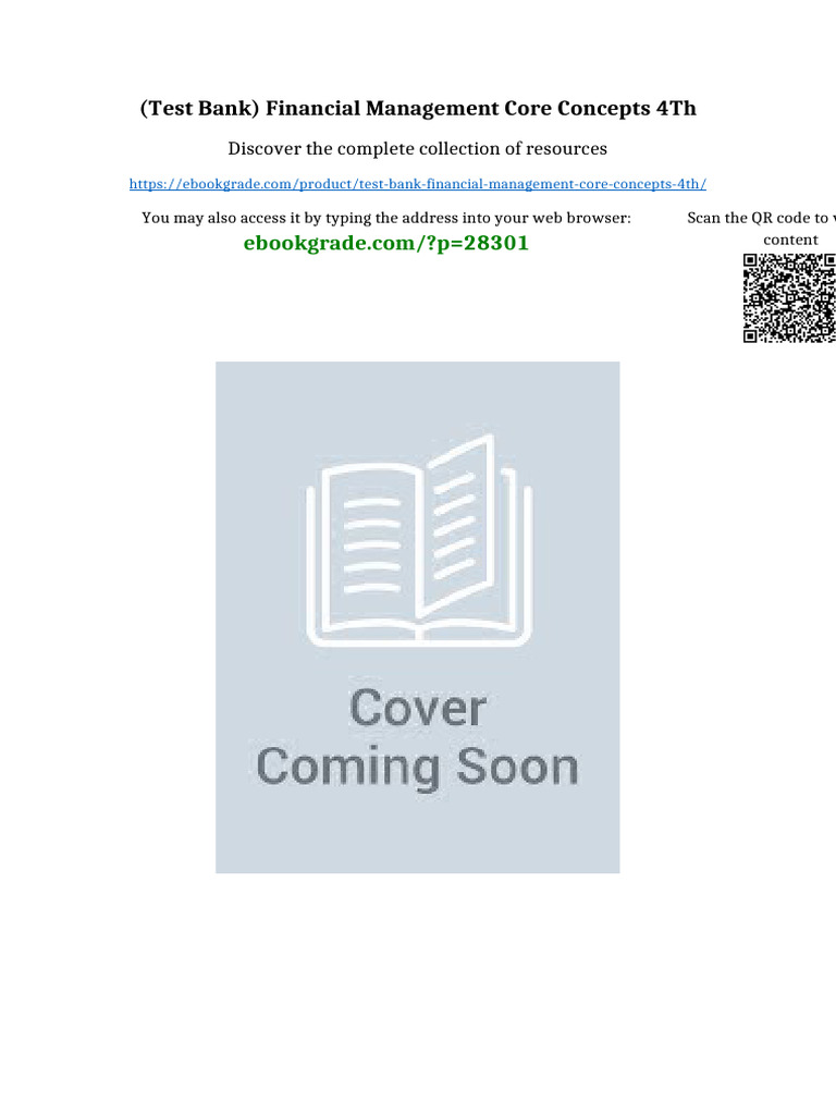 (Test Bank) Financial Management Core Concepts 4TH digital download ...