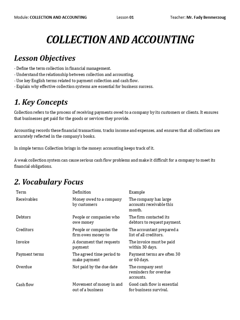Collection and Accounting | PDF | Business | Economies