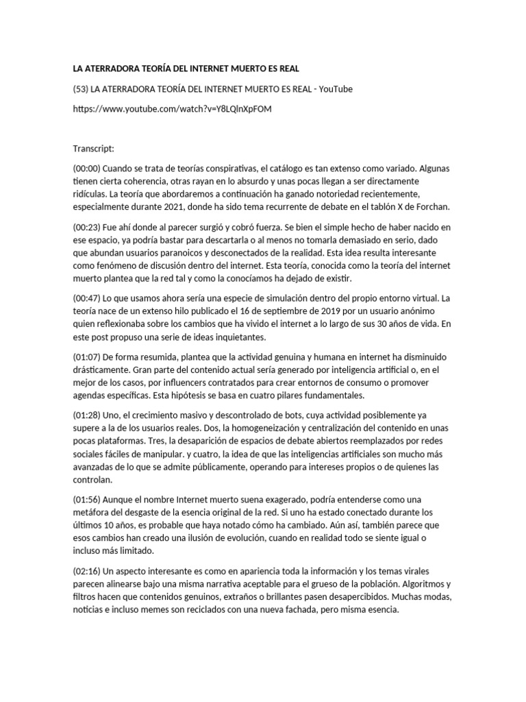 La Aterradora Teoría Del Internet Muerto Es Real | PDF | Inteligencia ...