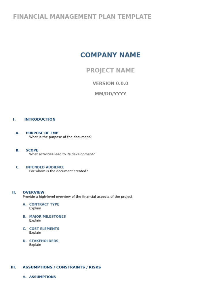 Financial Management Plan Template | PDF | Business