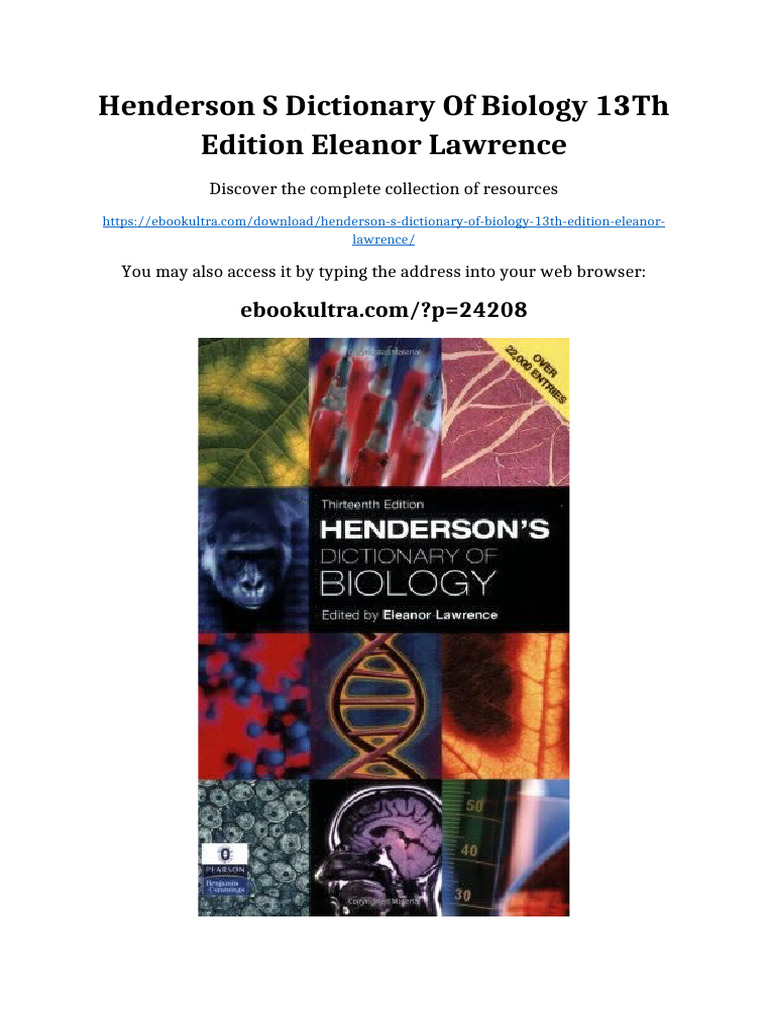 Henderson s Dictionary Of Biology 13th Edition Eleanor Lawrence newest ...